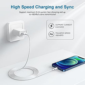 4Pack [Apple MFi Certified] iPhone Charger 6FT Lightning Cable, 6 Feet Long USB Fast Charging Cord for Apple iPhone 13 12 Pro Max 11 XS Xr X 8 7 6 5 iPad Mini Air Pods-2M(Original White)