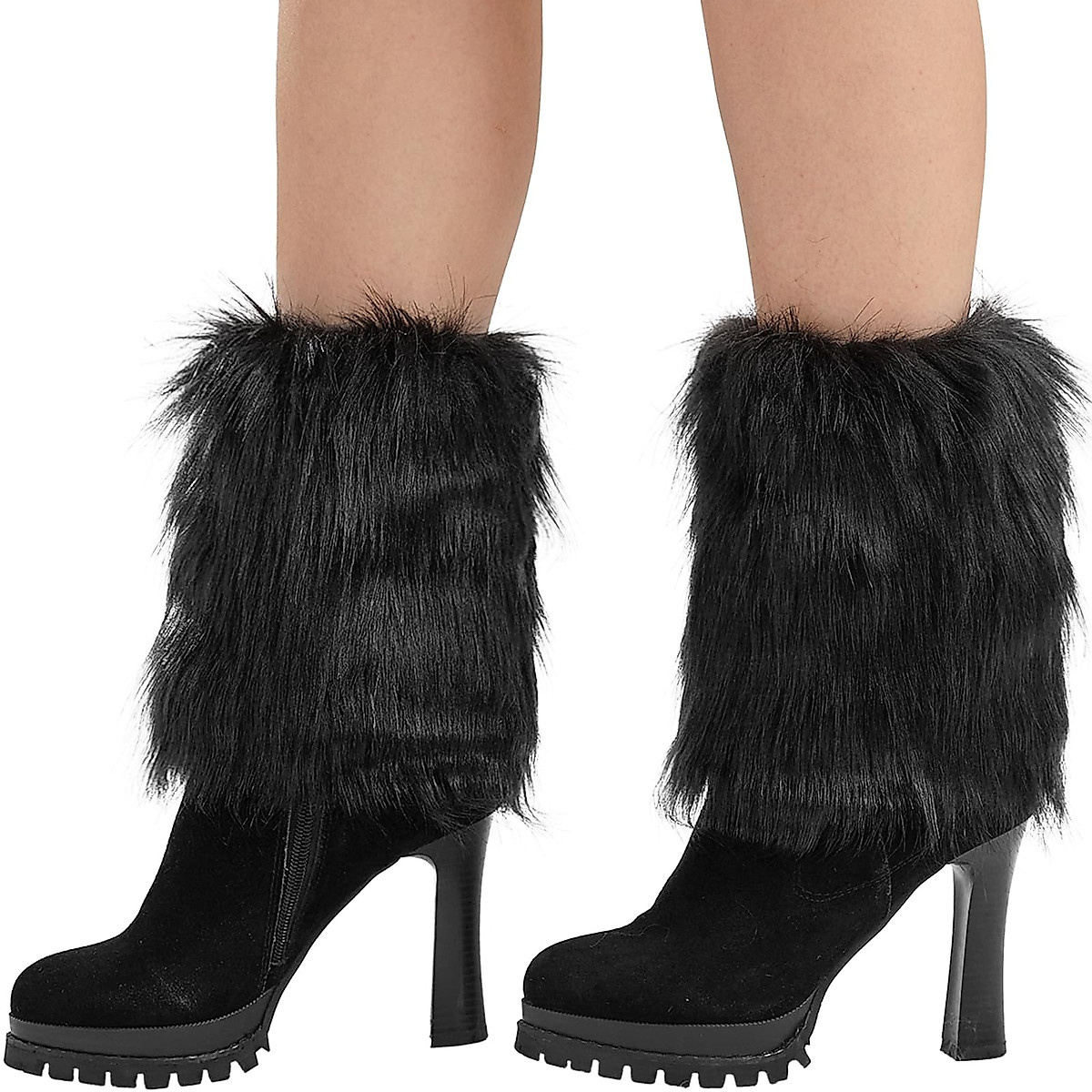 Nanxson Women Short Fur Leg Warmer Short Boot Sleeves TTW0071 (Black)