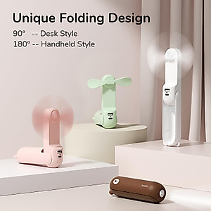 JISULIFE Handheld Mini Fan, 3 IN 1 USB Rechargeable Portable Fan [12-19 Working Hours] with Power Bank, Flashlight, Pocket Design for Travel/Summer/Concerts/Lash, Gifts for Women (Dark Blue)