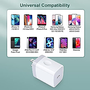 USB C Charger Block Fast Wall Charger Box for Samsung Galaxy A14 5G/A13/A23/A54/A03s/A53/S23/S21 FE/S22/S20 FE/Z Fold 4,iPhone 14/13/12/11/Pro Max,Pixel 7 6,2 Pack 20W Type C Charger PD Power Adapter