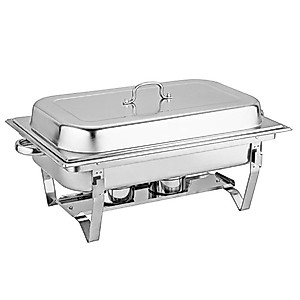 BANLICALI 3 * 3L Folding Stove, Baking Tray Container with Heater and Cover, Catering Buffet Baking Tray Stainless Steel Heating Container for Catering Party Wedding Banquets Silver