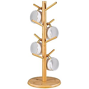 MyLifeUNIT Mug Tree, Coffee Cup Holder with 8 Hooks, Wood Mug Hanger Stand for Counter