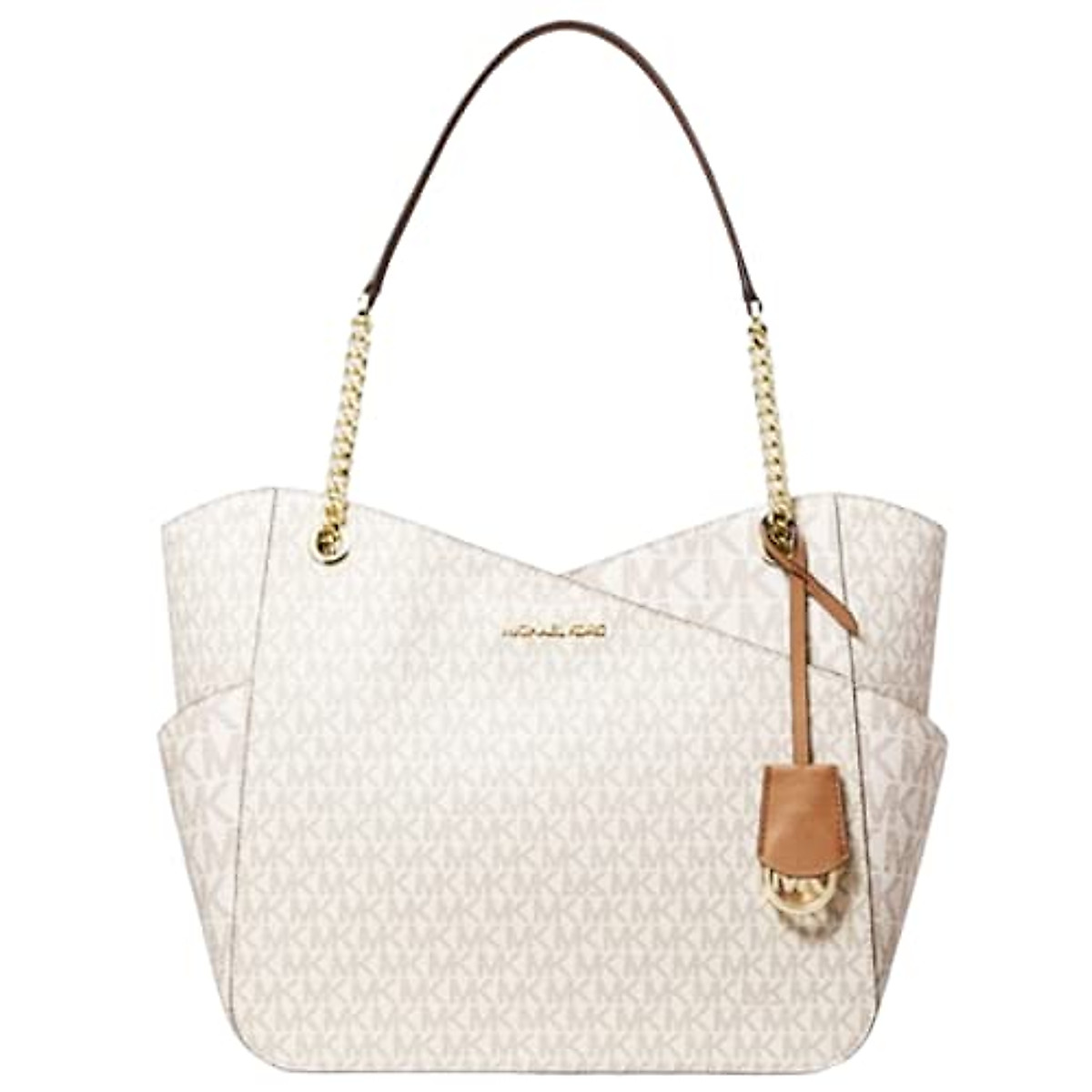 Michael Kors Jet Set Travel Large Chain Shoulder Tote (VANILLA Multi)