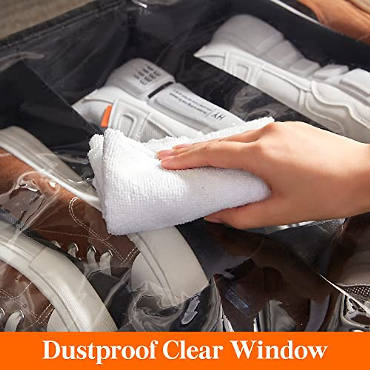 Lifewit 2 Pack Under Bed Shoe Storage Organizer, Bundle with 6 Pack 60L Clothes Storage Bags, Black