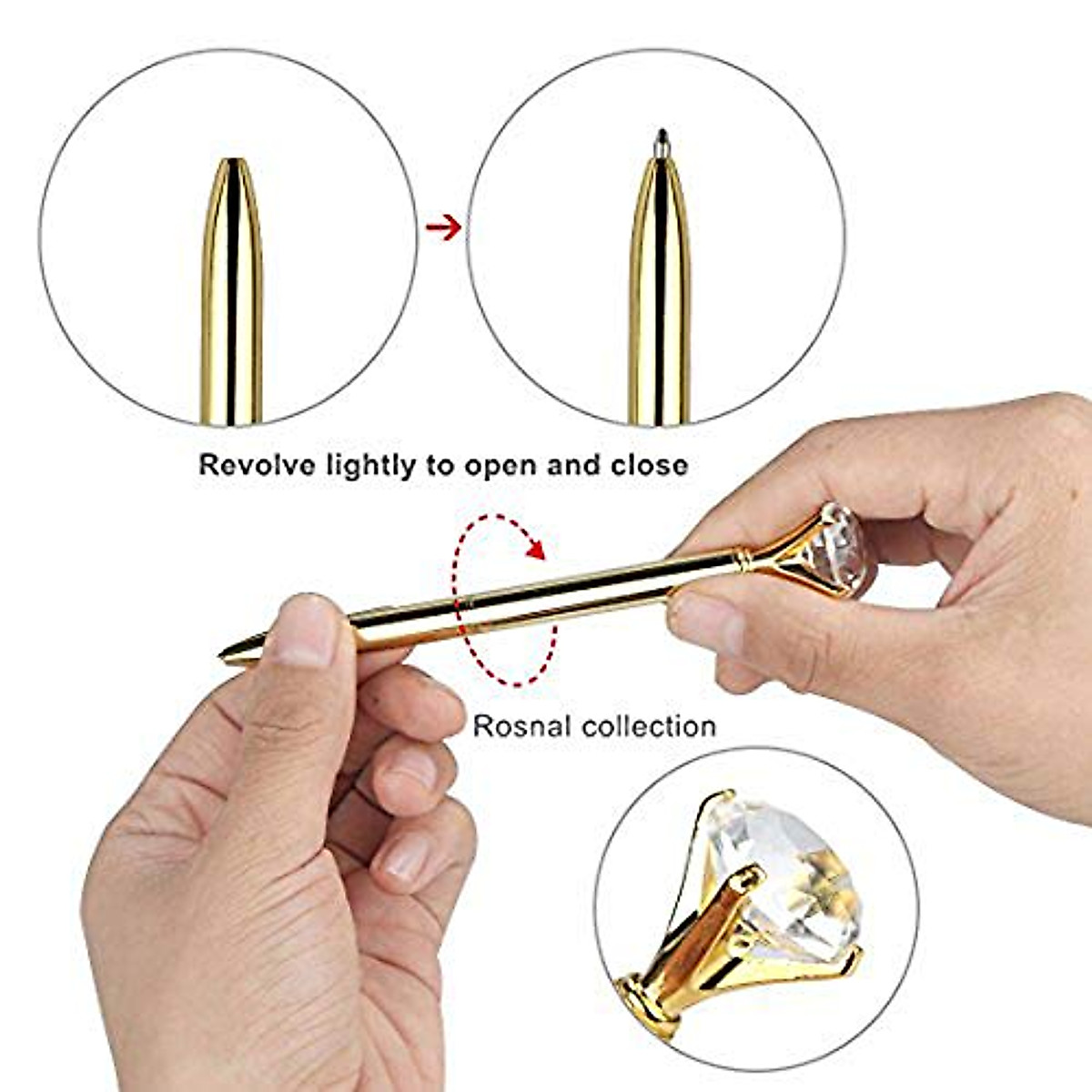 7pcs Diamond Ballpoint Pens with BONUS 7pcs Ballpoint Pen Refills and Black Velvet Bags, Big Crystal Diamond Pen, Beatiful Bling Metal Ballpoint Pen for Women,Co-workers,Kids,Girls.