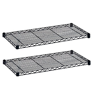 Safco Products 5290BL Industrial Wire Shelving Extra Shelf Pack 36" W x 24" D (Starter and Add-On Units Sold Separately), (Qty. 2), Black