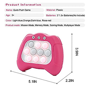 Electronic Pop Light Up Fidget Game,Handheld Pop Games,Breakthrough Educational Game Console,Sensory Toy(Light Blue)