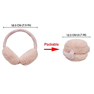 LETHMIK Faux Fur Ear Warmers,Outdoor Foldable Winter Earmuffs Womens&Mens Earlap Warm Ear Protection Pink
