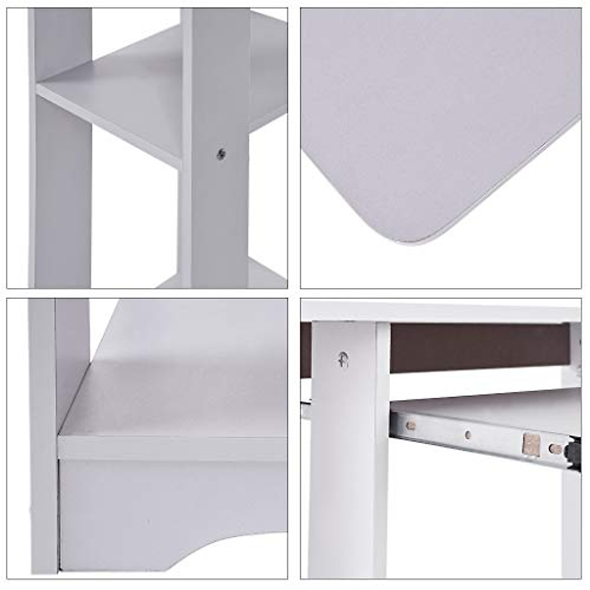 Computer Desk with Shelves Keyboard Tray Drawers Desktop Home Writing Desk Laptop Study Table Office Workstation Modern Minimalist Desk Simple Creative Desk Multi Layer for Home Office White