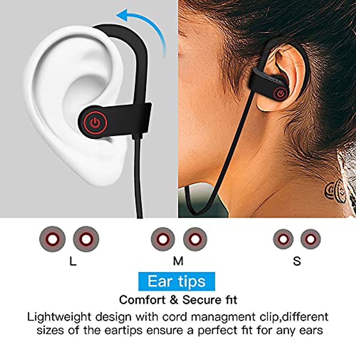 Wireless Waterproof Bluetooth Ear Buds Stereo Headphones in Ear Sports Headset
