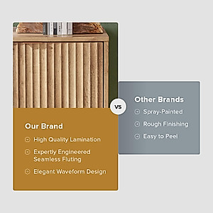 mopio Brooklyn Storage Cabinet, Modern Farmhouse Entryway Accent Cabinet, Buffet Sideboard, Credenza, Wood Modular Cabinet with Doors & Shelf, Fluted Panel, for Living Room (Oak, Single)