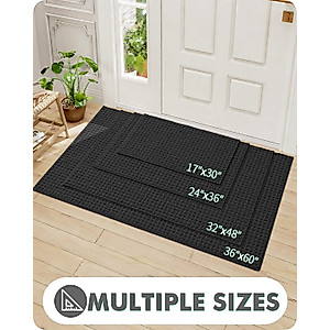 LUMI Indoor Door Mat, Non-Slip, Absorbent, Fade Resistant, Easy Clean, Natural Rubber Backed, Industrial Grade Polypropylene Fibers, Beautifully Crafted Design Mat, 24"x36", Dark Grey