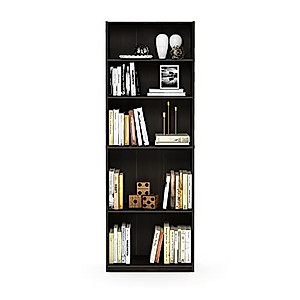 FURINNO JAYA Simply Home 5-Shelf Bookcase, 5-Tier, Espresso