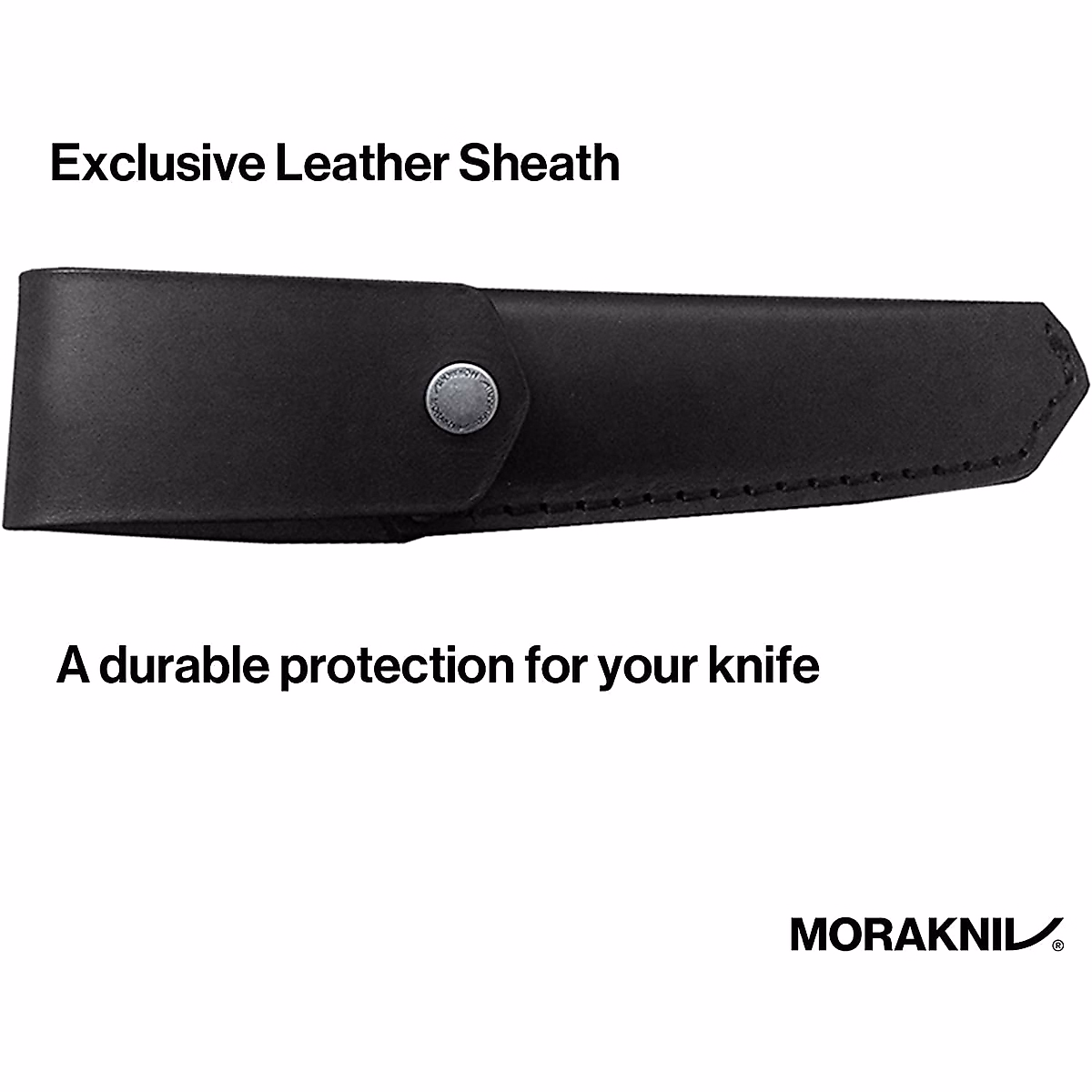 Morakniv Garberg Full Tang Fixed Blade Knife with Carbon Steel Blade and Leather Sheath, Black, 4.3 Inch