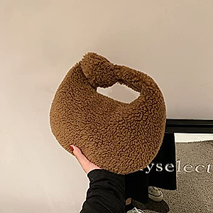 GALPADA Women Plush Handbag Tote Bags Dumpling Bag Winter Clutch Purses