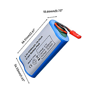 Qimoo 3.7V 5200mah Rechargeable Battery Pack Lithium Ion Batteries with JST-2P Connector for DIY Electronics Products, Toys, Lighting, Bluetooth Equipment…