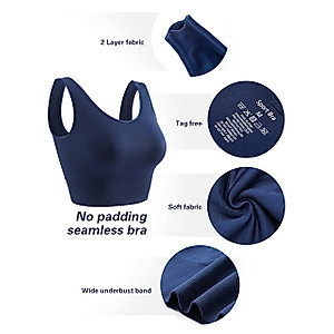 SPRIMEMONG Women's Light Support Sport Bra-Seamless Yoga Crop Tops(2pack,Black,White,XL)