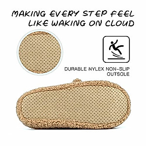 SKYWHEEL Adult Reindeer Slippers for Womens Size 8-9 House Indoor Bedroom Furry Durable Lightweight And Non-Slip (Brown,M)