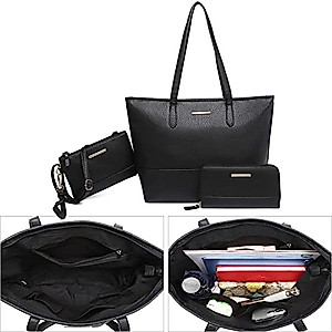 Vansarto Tote Bags for Women Vegan Leather Purses and Handbags Ladies Top Handle Satchel Shoulder Bags Hobo Bags, Black