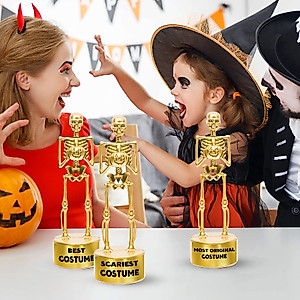 6 Halloween Best Costume Skeleton Trophy, Halloween Skull Party Favor Prizes, Halloween Party Supplies Gold Bones Game Awards, Costume Contest Event Trophy, School Classroom Rewards for Kids(A)