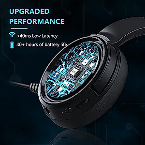 BINNUNE 2.4G/Bluetooth Wireless Gaming Headset with Microphone for PS4 PS5 Playstation 4 5, 40 Hours Playtime, PC USB Gamer Headphones with Mic for Laptop Computer