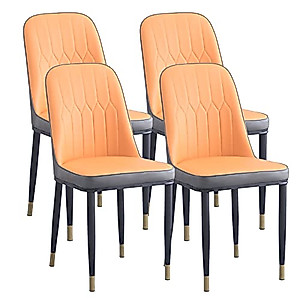GNIXUU Dining Chairs Set of 4, Leather Dining Chair Modern Upholstered Kitchen Side Chair with PU Cushion and Metal Legs for Dining Living Room Restaurant(Orange)