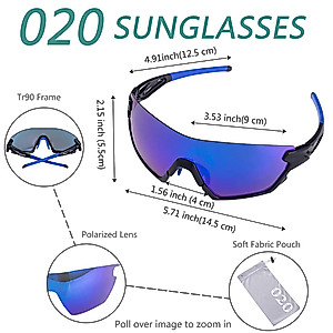 O2O Polarized Sports Sunglasses for Women Men Teens Biking Cycling Running Unbreakable (Black with blue)