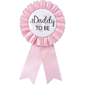 MGJSRNH Pink Mom to Be Sash and Tinplate Badge Daddy to Be Combo Set,Girl or Boy,Baby Shower Supplies,Baby Gender Reveal Party Gifts