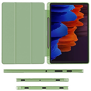 Soke Galaxy Tab S8+/S7 FE/S7 Plus 12.4 inch Case with S Pen Holder, Translucent Soft TPU Back Cover for Samsung Tab S8+ 2022/S7 FE 2021/S7 Plus 2020 [SM-X800/X806/T730/T736B/T970/T975],Green
