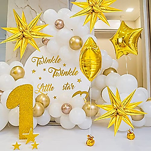 MIAHART 50 Pcs Gold Starburst Cone Mylar Balloons 26 inch Gold Foil Star Balloons Metallic Large Gold Point Star Balloons for Birthday Wedding Christmas Baby Shower Party Supplies