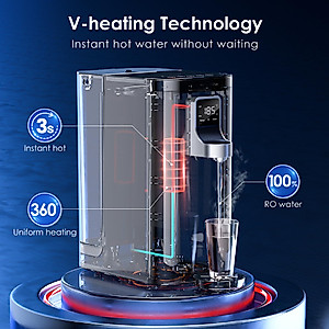 Waterdrop K19-H Countertop Reverse Osmosis System, 𝐈𝐧𝐬𝐭𝐚𝐧𝐭 𝐇𝐨𝐭 Water Dispenser, 4 Stage Reverse Osmosis Water Filter Countertop, 3:1 Pure to Drain, 4 Temperature Options, No Installation