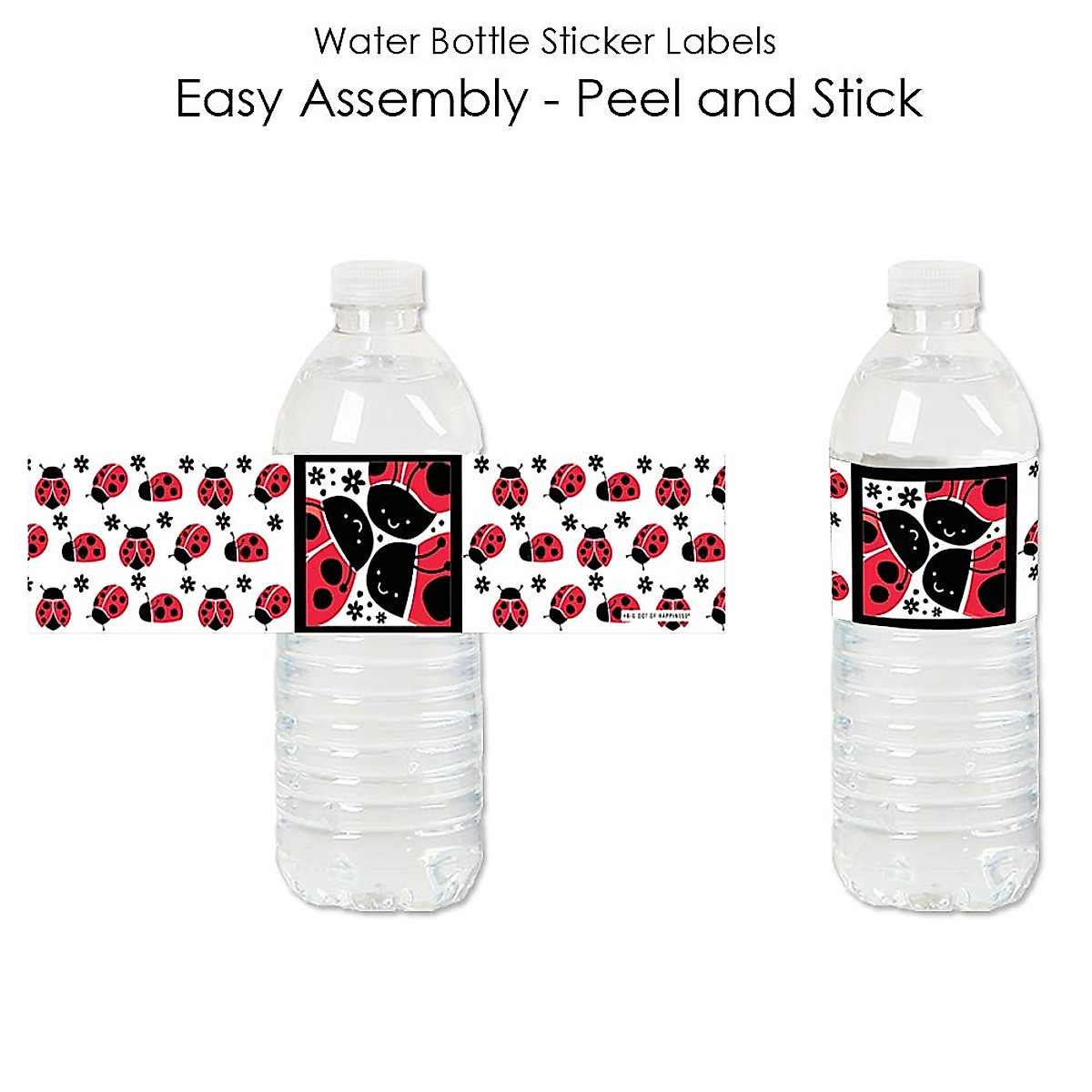 Big Dot of Happiness Happy Little Ladybug - Baby Shower or Birthday Party Water Bottle Sticker Labels - Set of 20
