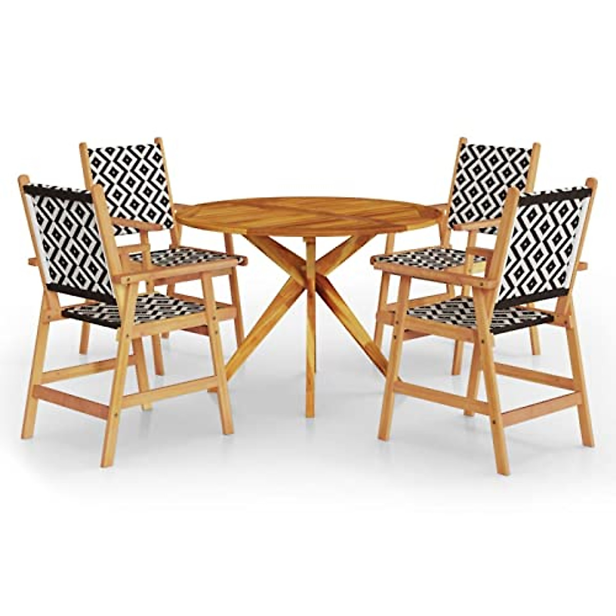 Camerina 5 Piece Patio Dining Set Outdoor Dining Table Set Patio Table and Chairs Set Outdoor Patio Dining Set Solid Wood Acacia 3087133