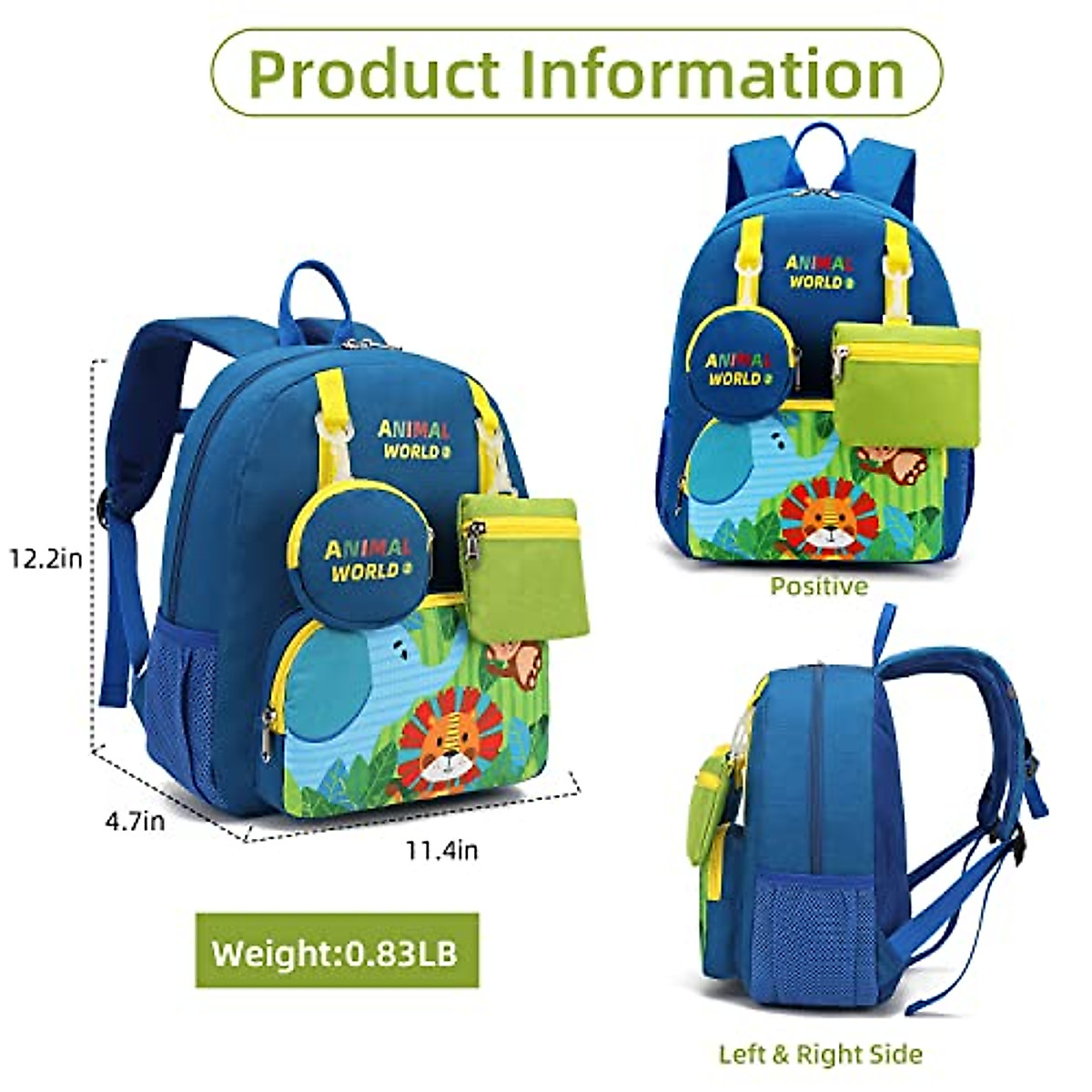 willikiva Cute Dinosaur Kids backpack for Girls Boys Preschool kids 3-5 Toddler(Lion)