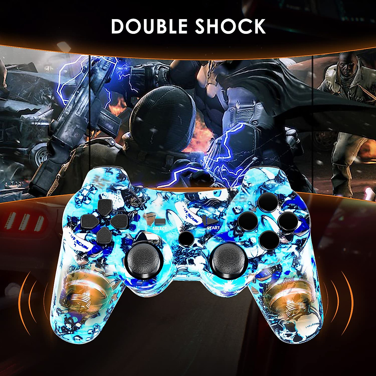 Boowen Wireless Controller for PS3, Controller for Sony PlayStation 3, 6-Axis High-Performance Motion Sense Dual Vibration Upgraded Gaming Controller, Compatible with PlayStation 3(Black 2 pack)