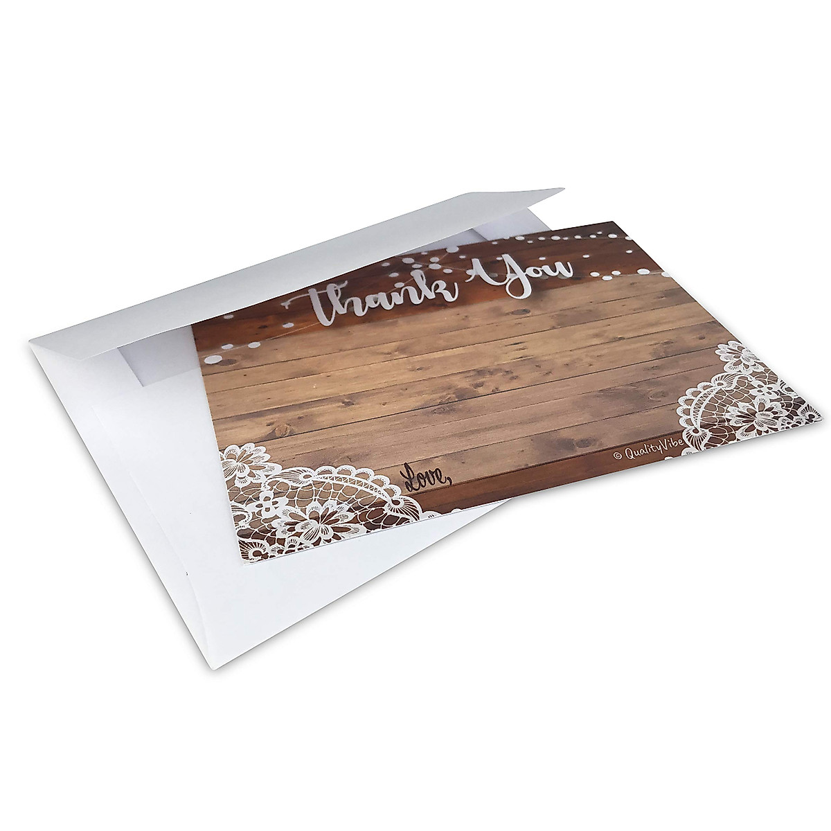 25 Thank You Cards Thick Rustic Style With 25 Envelopes