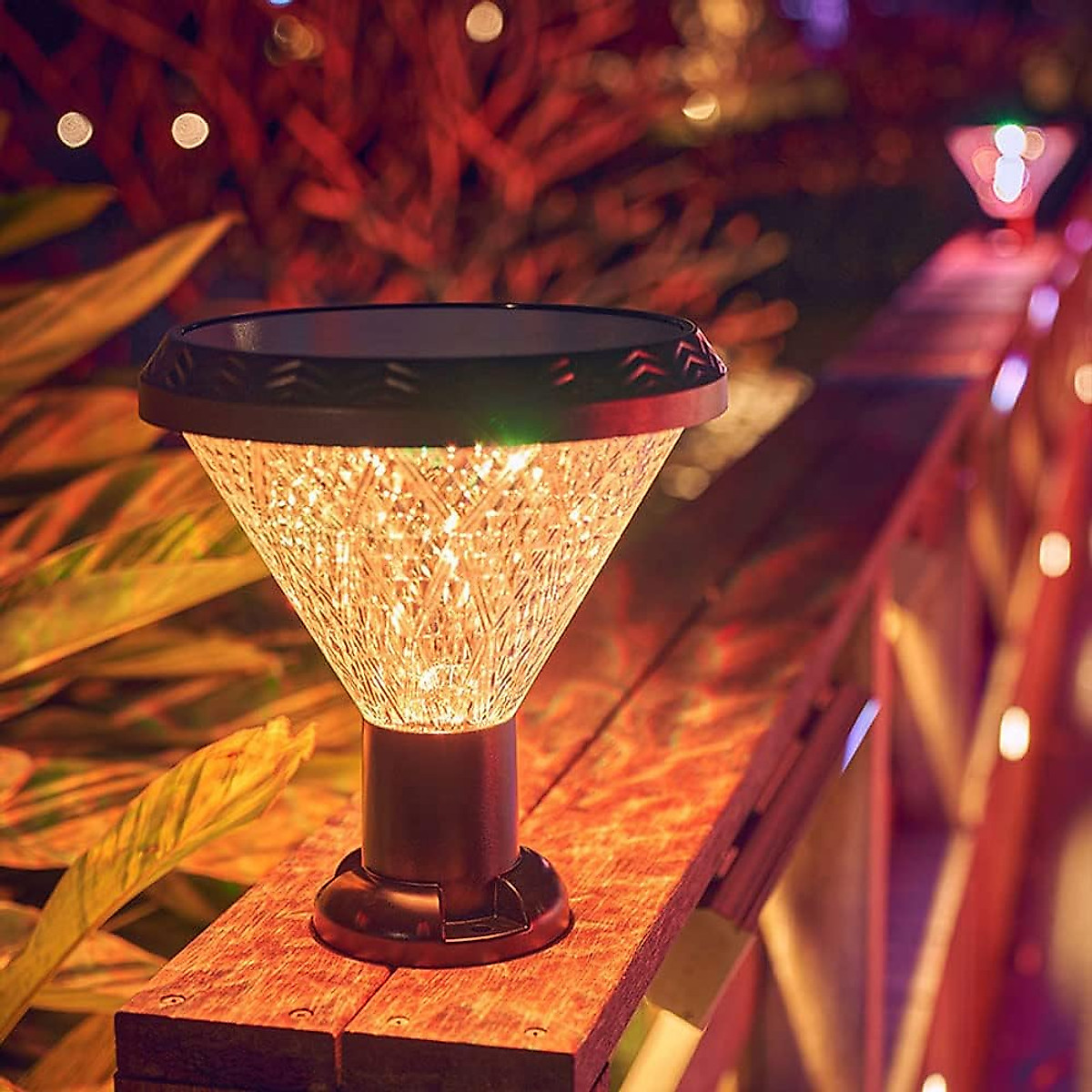 MODEBHD Nordic Entry Front Door Pillar Lamp, Creative Yard Landscape Column Light, Personality Entryway Solar Light, Decoration Pathway Post Light, RGB Outdoor Lighting