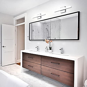 Combuh Modern Bathroom Light Fixtures Over Mirror 16 Inch IP44 9W Chrome Bathroom Vanity Light for Bathroom Wall Lights Cool White 6000K