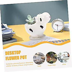 Yardwe 2 Sets Vase Desktop Office for Holder Table Home Cactus Flower Drainage Shape Ceramic Pot of Collectible Year Outdoor Decor Tiny Bonsai Cute Shaped Planter Gardening Container