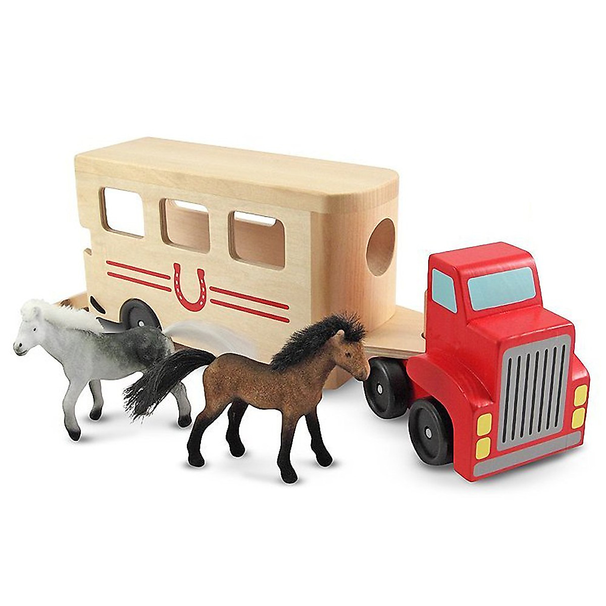 Melissa & Doug Wooden Horse Carrier Toy & 1 Scratch Art Mini-Pad Bundle (04097)