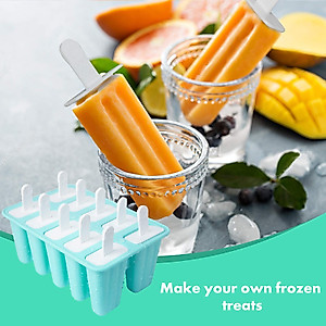 Popsicles Molds, Silicone Popsicle Mould BPA Free Ice Pop Molds Reusable 10 Cavities Popsicle Maker with Popsicle Sticks, Funnel and Cleaning Brush (Forest Green)