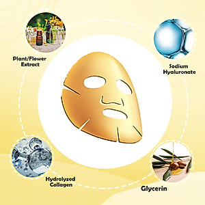 Permotary 6 PCS 24k Gold Crystal Gel Collagen Facial Masks, Treatment Deep Moisturizing Facial Masks For Anti Aging Puffiness Skincare Anti Wrinkle Tighten Skin & Revitalize Skin