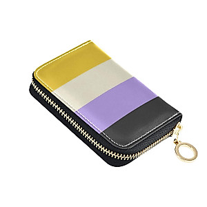 Slim Minimalist Soft Leather Mini Case Holder Organizer Wallet for Women Men Nonbinary Pride Flag