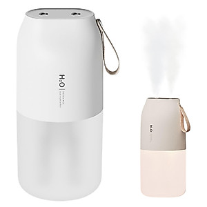 Portable Small Humidifier - Rechargable Double or Single Spray Cool Mist Car Auto Personal Desktop Humidifier Baby Airplane Travel Office Built-in Battery USB Plants Quiet Night Light