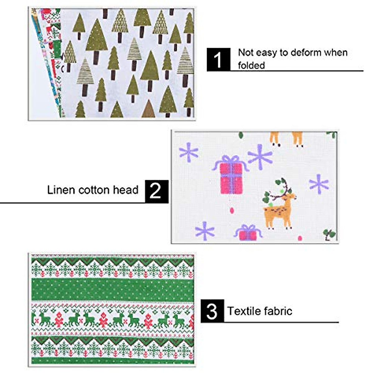 Healifty Fabric 6pcs Christmas Fabric Cotton Fabric Bundle Squares Patchwork Cloth Quilting Fabric Cloth for DIY Christmas Wreath Doll Dress Coaster Sewing Quilting 40x50cm Linen Fabrics