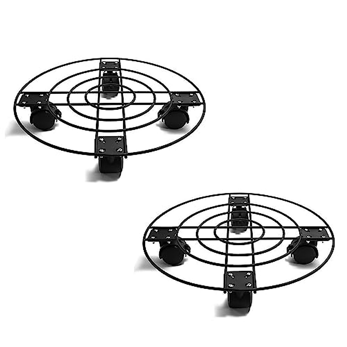 Artermy Plant Caddy with Wheels Rolling Plant Stand, 12'' Heavy Duty Plant Stand Black Tray for Patio Flower Pot,Large Plants Succulent Pots (2 Packs)