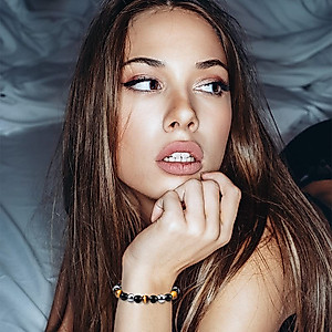 SOOWOOT 2-4Pcs Triple Protection Bracelet - Tiger Eye & Obsidian & Hematite Triple Bracelet Bring Protect Good Luck and Prosperity for Men Women (D:2pcs-Weave)