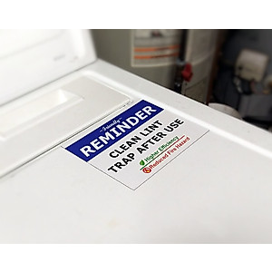 Dryer Sticker - Clean Lint Trap After Use Friendly Reminder Sign - 5 Pack