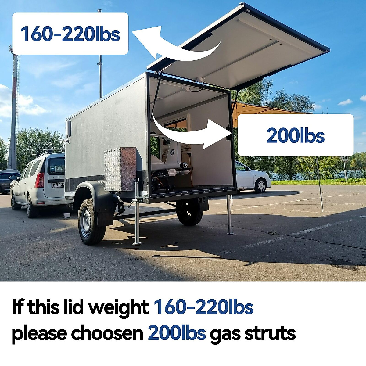 ARANA Gas Struts 28 inch 200 Pound with 10MM Ball Studs, 28" Gas Spring Shocks Lift Supports for Heavy Duty Lid Snowmobile Trailer Tonneau Cover Trap Door Custom Wooden Lid(Fit 180-220lbs Lid), 2Pcs