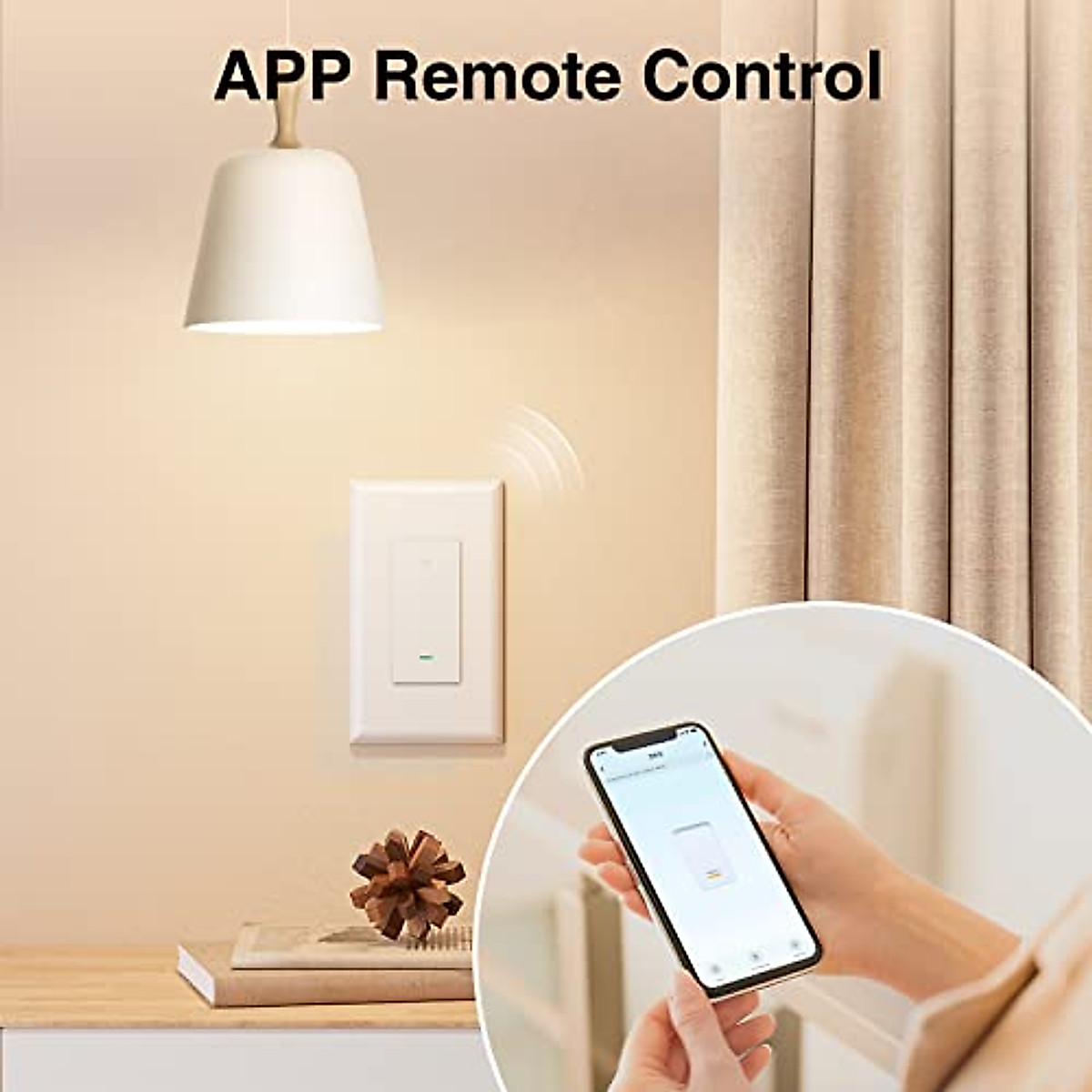 OHMAX Smart Switch, Single Pole, 2.4Ghz WiFi Smart Light Switch for Lights Works with Alexa and Google Home, Neutral Wire Required, Remote and Voice Control, UL Certified (4 Pack)